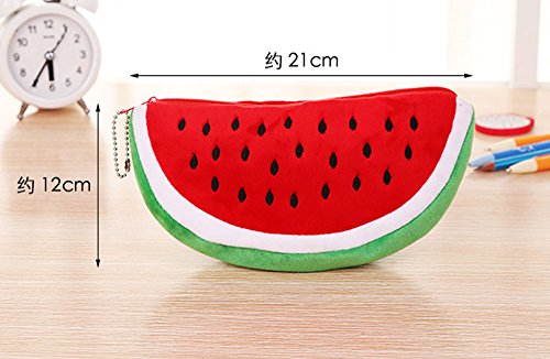 2Pcs Cute Big Volume Watermelon Pencil Case Pen Bags Stationery Pouch Cosmetic Makeup Box Coins Holder for Students Girl (Pink and Red)