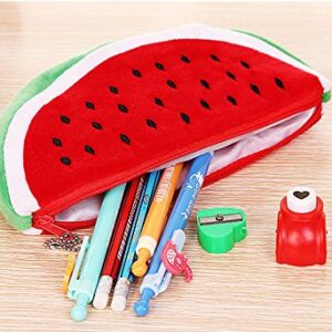 2Pcs Cute Big Volume Watermelon Pencil Case Pen Bags Stationery Pouch Cosmetic Makeup Box Coins Holder for Students Girl (Pink and Red)