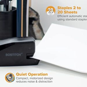 Bostitch Office Portable Electric Stapler, 20 Sheets, AC or Battery Powered, Black (MDS20-BLK)