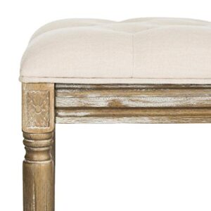 Safavieh Home Collection Rocha French Brasserie Tufted Beige and Rustic Oak 19-inch Wood Bench