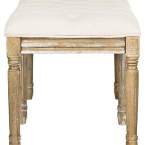 Safavieh Home Collection Rocha French Brasserie Tufted Beige and Rustic Oak 19-inch Wood Bench