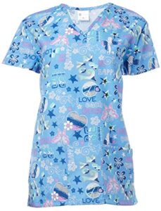 24|7 comfort scrubs women's love each other v neck scrub top, large