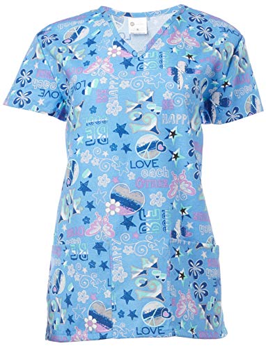 24|7 Comfort Scrubs Women's Love Each Other V Neck Scrub Top, Large