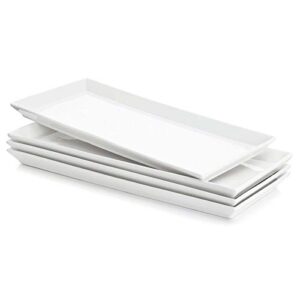 sweese 702.101 rectangular porcelain platters, serving trays for parties - 13.8 inch, set of 4, white