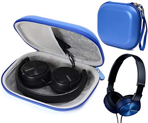 WGear Headphone Case for Sony MDRZX110NC Noise Cancelling Headphones, MDRZX110, ZX300, ZX310, ZX400, XB200, ZX102DPV; Sennheiser HD219, HD229, HD239, HD218, Accessories Pocket (Blue)