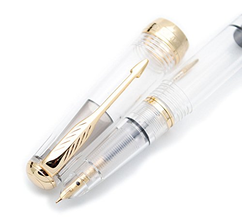 czxwyst 618 Toso Piston Fountain Pen (Transparent with Golden Clip)