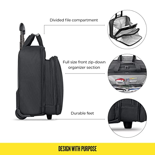 Solo New York Bryant Rolling Laptop Bag, Black/Grey, 14" x 16.8" x 5" (PT136)