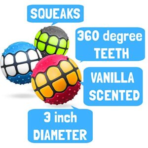 Dawg Grillz Dog Balls Toys Squeaky Fetch - Rubber Funny Ball Gifts for Large Medium Dogs (Variety Pack)