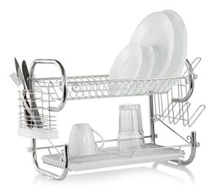 francois et mimi two-tier fully stainless steel dish rack with cutlery rack