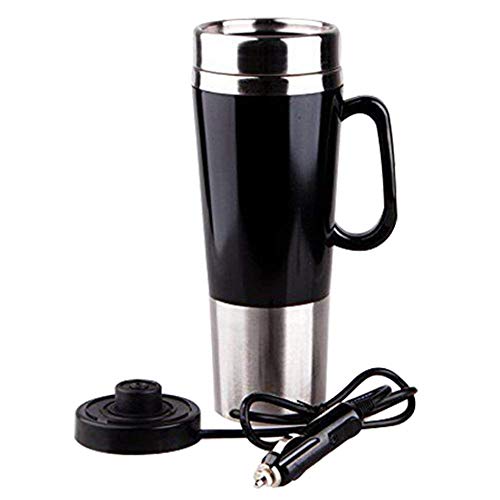 ANKOMINA 450ml Vacuum Insulated Stainless Steel Travel Mug Car Cup with Charger Car Boiling Mug Electric Kettle Boiling Vehicle Thermos DC12V Heating Cup