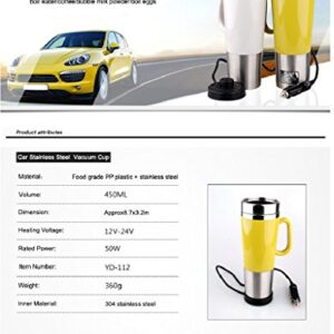 ANKOMINA 450ml Vacuum Insulated Stainless Steel Travel Mug Car Cup with Charger Car Boiling Mug Electric Kettle Boiling Vehicle Thermos DC12V Heating Cup