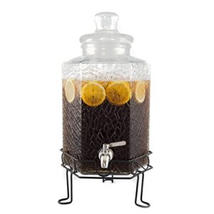 2.5 gallon glass beverage dispenser stainless spigot and stand