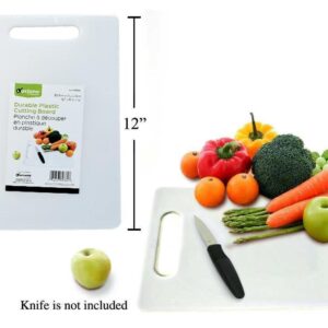 Luciano Everyday Essential Durable Plastic Cutting Board, 12 x 8.3 inches, White