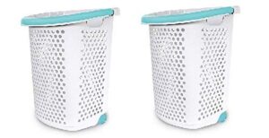 home logic 2.0-bu. rolling hamper in white (2, white)