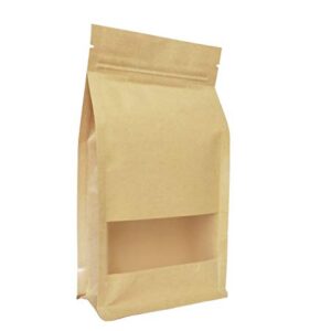 Couga Mall 50 PCS Universal Kraft Paper Packing Bag, Zip Lock Stand Up Storage Pouch Package Bag With Clear Window for Storing Snacks, Beans, Seeds and Tea Leaves(6.3"10.2")