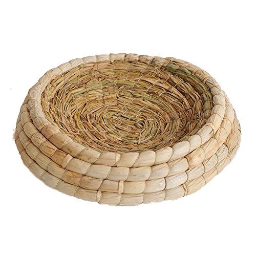 Handwoven Straw Bird Nest Cage for Parrot Macaw African Greys Budgies House Hatching Breeding Cave Also for Dove Hamster Gerbil Chinchillas (L)