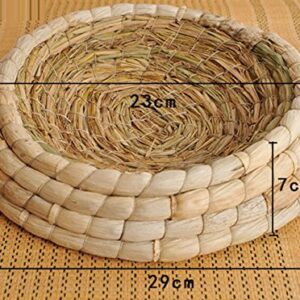 Handwoven Straw Bird Nest Cage for Parrot Macaw African Greys Budgies House Hatching Breeding Cave Also for Dove Hamster Gerbil Chinchillas (L)