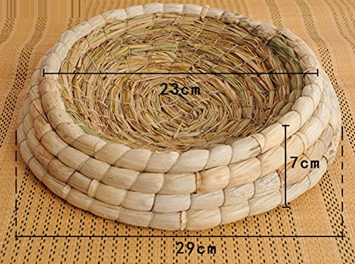 Handwoven Straw Bird Nest Cage for Parrot Macaw African Greys Budgies House Hatching Breeding Cave Also for Dove Hamster Gerbil Chinchillas (L)