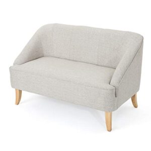 christopher knight home justus mid-century modern fabric loveseat, beige / natural