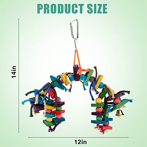 MEWTOGO Bird Parrot Wooden Toys, Multicolor Durable Bird Chewing Toy with Edible Coloring for Bird Cage Conures Cockatiels Foraging and Amazon Parrot Toys