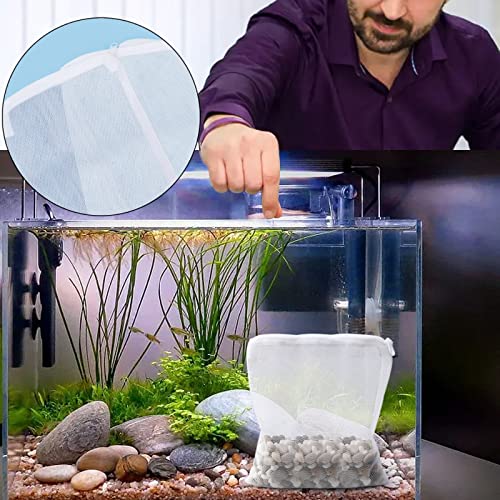 Segarty Aquarium Media Bags, 10PCS 7.7x5.9in Nylon Mesh Aquarium Filter, Media Bags with Plastic Zipper, Fish Tank Net Bags for Pellet Carbon, Bio Balls, Ceramic Rings, Ammonia Remover, White