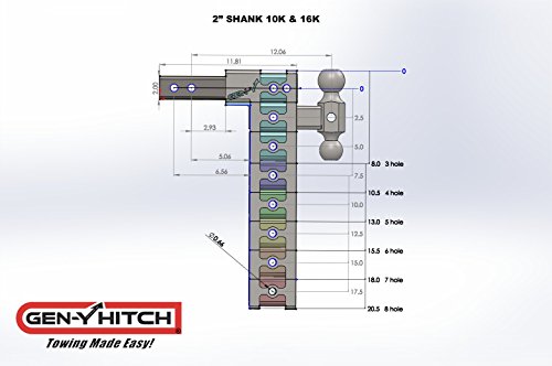 Drop Hitch Dual-Ball Combo,Multi-Receiver,Adjustable, Dual-Ball 2" Solid Dual Receiver Hitch GH-313, Drop/Raise 5"