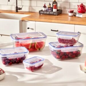 Superio Sealed Food Storage Container, 4.2 Qt, Airtight Leak Proof Meal Prep Containers, Rectangle Shape, Microwave and freezer safe, BPA-free Plastic (1, 4.2 Quart)