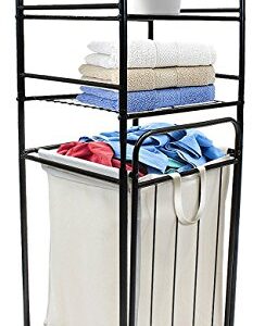 Sorbus Bathroom Tower Hamper Organizer - Features Tilt Out Laundry Hamper and 2-Tier Storage Shelves - Great for Bathroom, Laundry Room, Bedroom, Closet, Nursery, and more