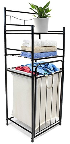 Sorbus Bathroom Tower Hamper Organizer - Features Tilt Out Laundry Hamper and 2-Tier Storage Shelves - Great for Bathroom, Laundry Room, Bedroom, Closet, Nursery, and more