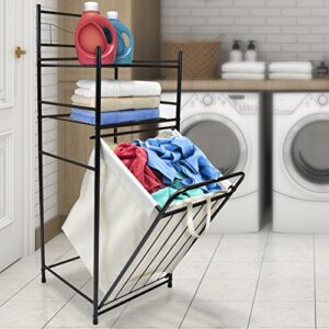 Sorbus Bathroom Tower Hamper Organizer - Features Tilt Out Laundry Hamper and 2-Tier Storage Shelves - Great for Bathroom, Laundry Room, Bedroom, Closet, Nursery, and more