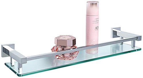 Alise Bathroom Shelves Glass Shelf Wall Mount,Floating Shelves for Bathroom,20 Inch Rectangular Tempered 1 Tier Glass Holder Storage Organizer,Polished Chrome GC2000