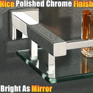 Alise Bathroom Shelves Glass Shelf Wall Mount,Floating Shelves for Bathroom,20 Inch Rectangular Tempered 1 Tier Glass Holder Storage Organizer,Polished Chrome GC2000