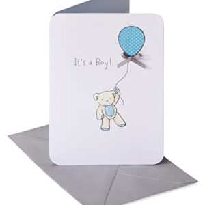 American Greetings New Baby Boy Card (Bear with Balloon)