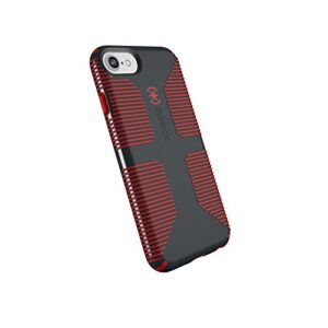 speck iphone se case - drop protection case fits iphone 8 & iphone 7 & iphone se (2022), iphone se (2020) - scratch resistant & slim, extra grip case - charcoal grey, dark poppy red candyshell grip