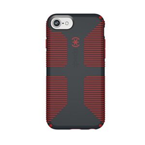 Speck iPhone SE Case - Drop Protection Case Fits iPhone 8 & iPhone 7 & iPhone SE (2022), iPhone SE (2020) - Scratch Resistant & Slim, Extra Grip Case - Charcoal Grey, Dark Poppy Red CandyShell Grip