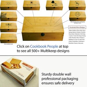 Cookbook People Multikeep Adjustable Tea Box 128 Tea Bag Storage Organizer Bamboo Latching Lid (Tea Filigree)