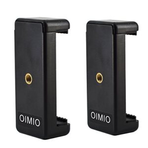 universal cell phone tripod mount adapter, oimio phone holder clip connector head used for monopod selfie stick dslr travel mini flexible tripod and more(2 pack)