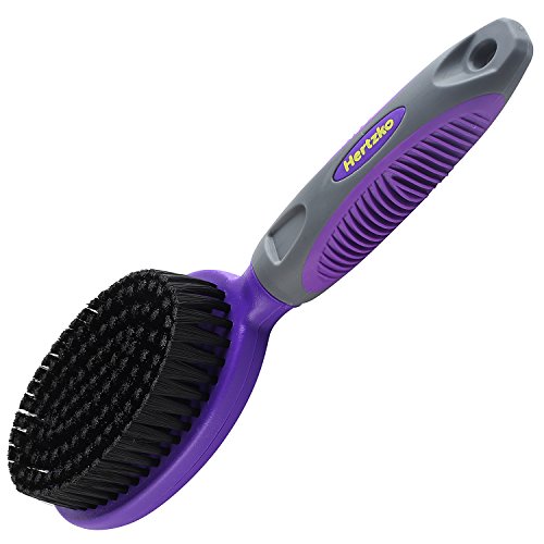 Double Sided Combo Pins and Bristle Brush by Hertzko - For Dogs and Cats with Long or Short Hair - Dense Bristles Remove Loose Hair from Top Coat and Pin Comb Removes Tangles, and Dead Undercoat (Single Sided)