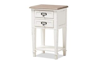 baxton studio dauphine 15 3/4" wide weathered oak and white side table