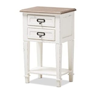 Baxton Studio Dauphine 15 3/4" Wide Weathered Oak and White Side Table