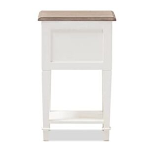 Baxton Studio Dauphine 15 3/4" Wide Weathered Oak and White Side Table