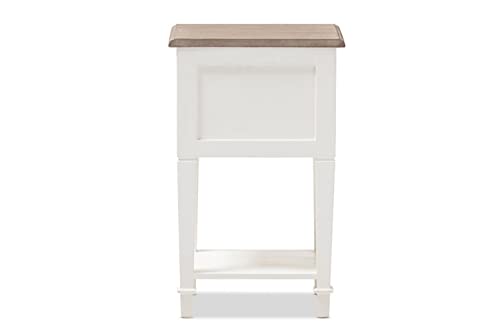 Baxton Studio Dauphine 15 3/4" Wide Weathered Oak and White Side Table