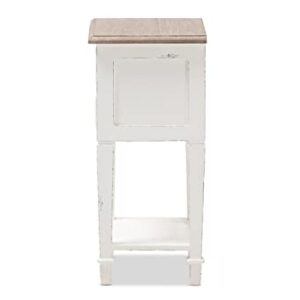 Baxton Studio Dauphine 15 3/4" Wide Weathered Oak and White Side Table