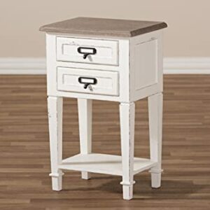 Baxton Studio Dauphine 15 3/4" Wide Weathered Oak and White Side Table