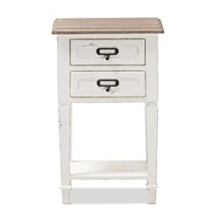 Baxton Studio Dauphine 15 3/4" Wide Weathered Oak and White Side Table