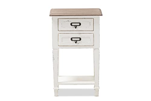 Baxton Studio Dauphine 15 3/4" Wide Weathered Oak and White Side Table