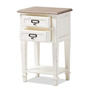 Baxton Studio Dauphine 15 3/4" Wide Weathered Oak and White Side Table