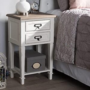 Baxton Studio Dauphine 15 3/4" Wide Weathered Oak and White Side Table