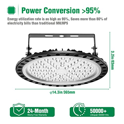 Viugreum UFO LED High Bay Light 300W, 30000LM Commercial Bay Lighting Daylight White (6000-6500K), IP65 Waterproof LED Warehouse Lighting for Garage Factory Workshop Ship from USA take 5-7 days to you