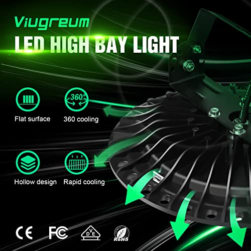 Viugreum UFO LED High Bay Light 300W, 30000LM Commercial Bay Lighting Daylight White (6000-6500K), IP65 Waterproof LED Warehouse Lighting for Garage Factory Workshop Ship from USA take 5-7 days to you